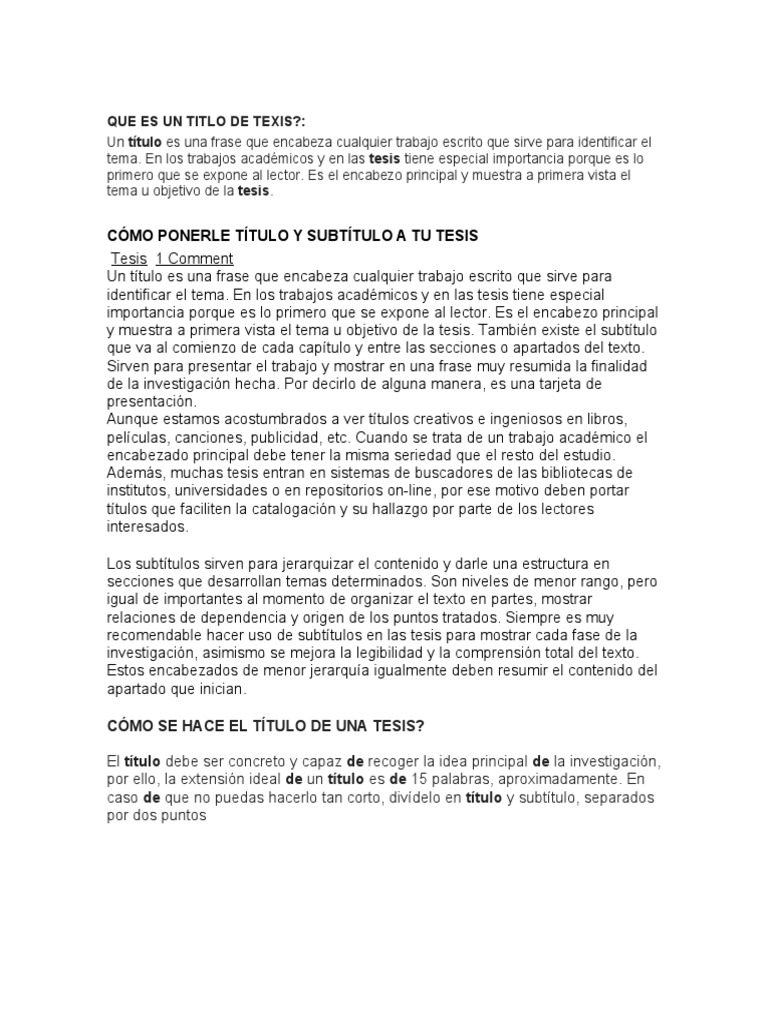 Guía completa para crear títulos y subtítulos efectivos en una tesis ...