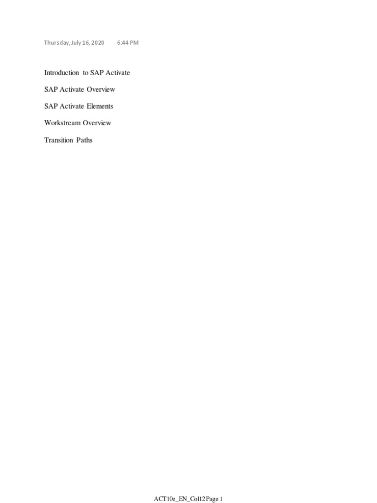 Overview of SAP Activate Methodology | PDF | Scrum (Software ...