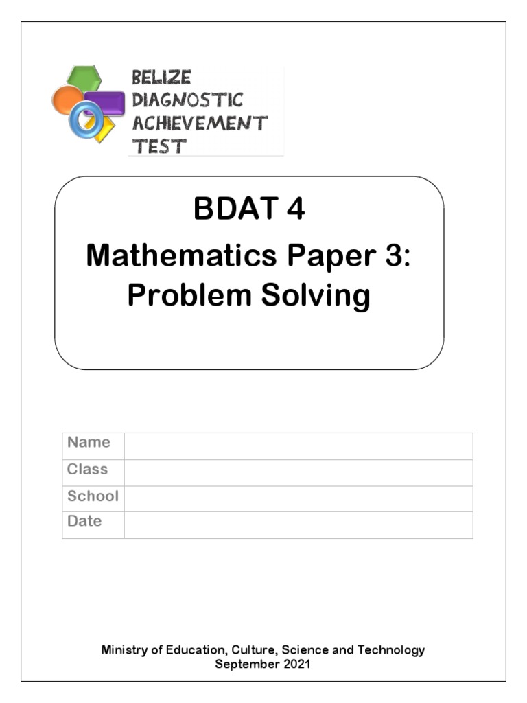 BDAT 4 Mathematics Paper 3 Problem Solving | PDF | Area | Mathematics