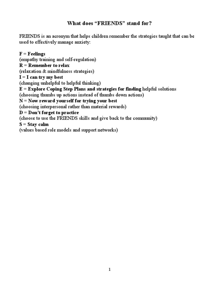 What Does FRIENDS Stand For PDF