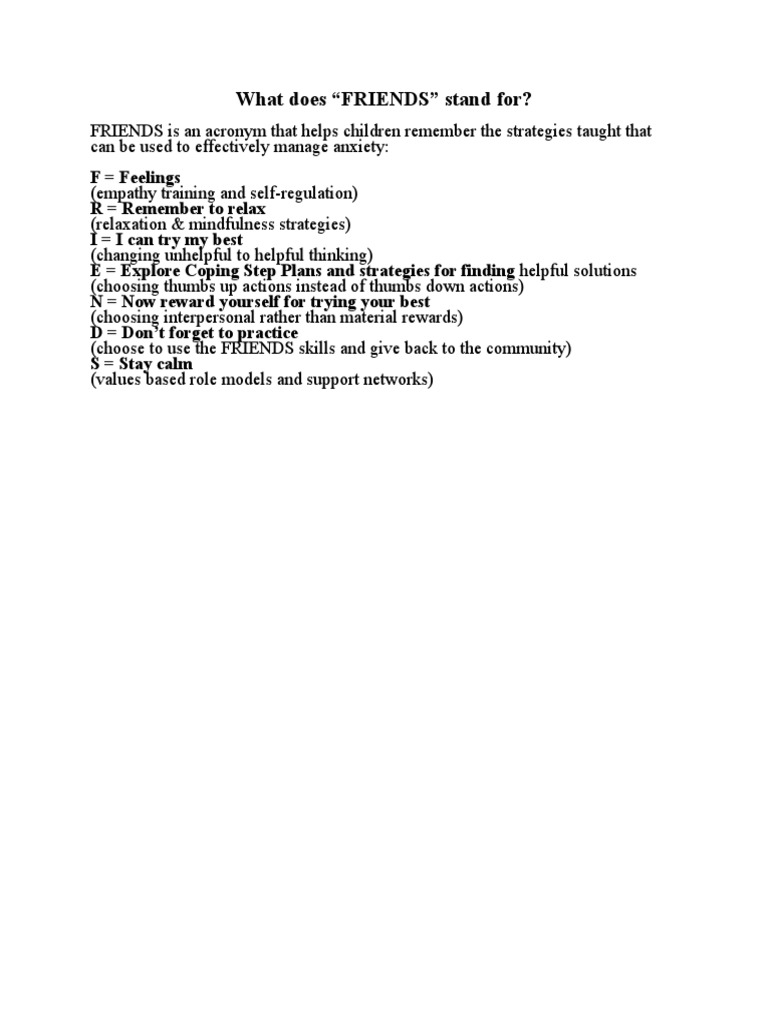 What Does FRIENDS Stand For PDF