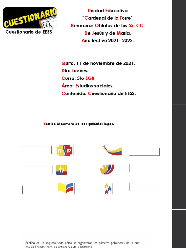 5t0 EGB CUESTIONARIO EESS 11-11-2021 | PDF