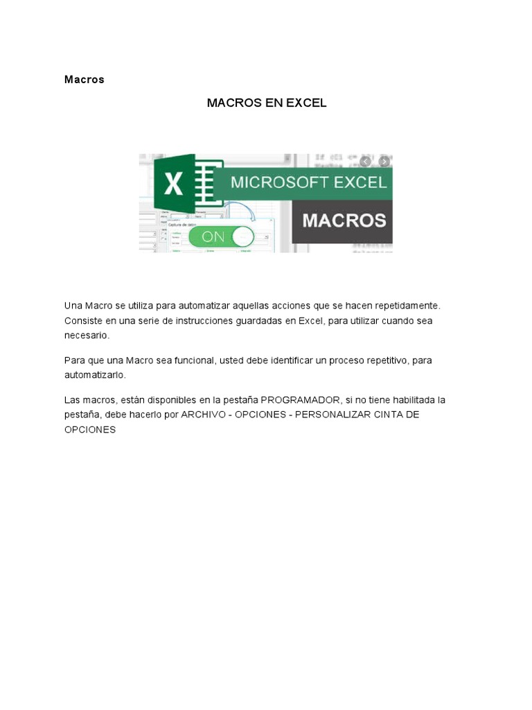 Clase 6 Macros | PDF | Macro (informática) | Microsoft Excel