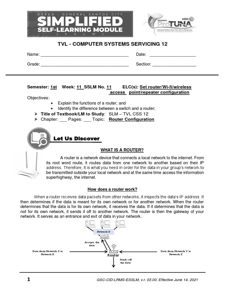 TVL - Computer Systems Servicing 12 | PDF | Computer Network | Router ...
