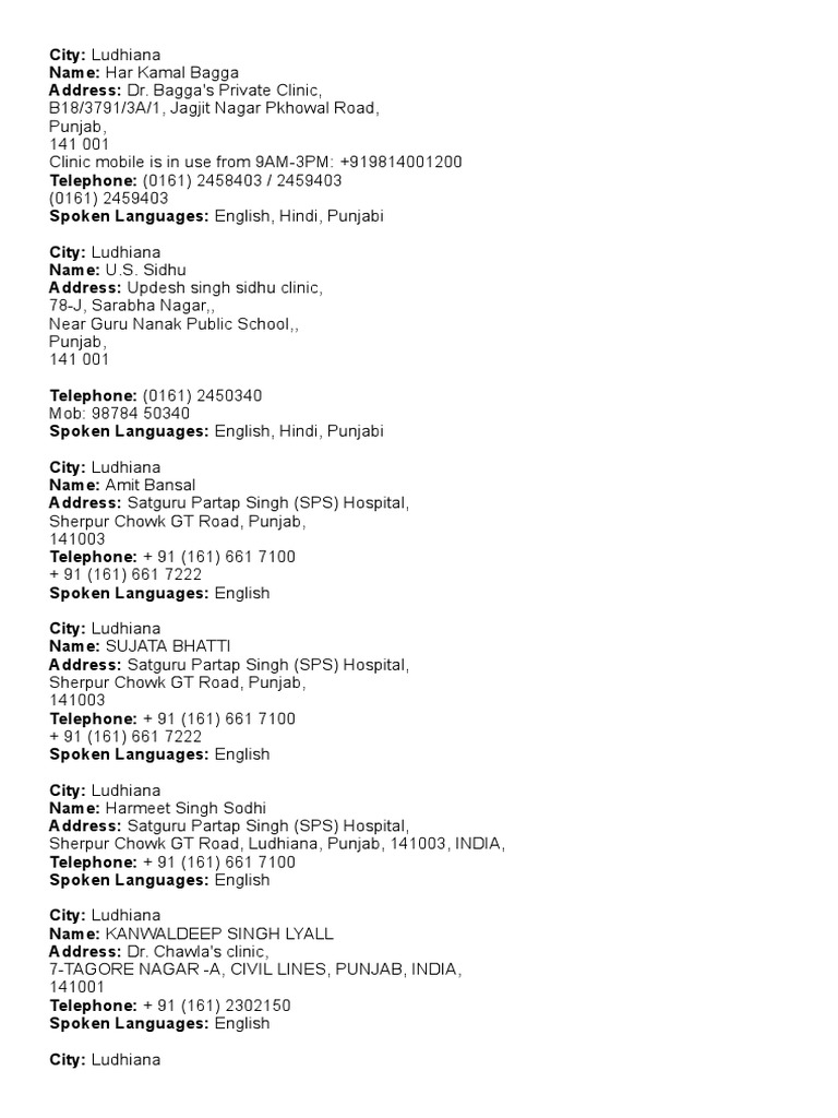 Panel Physicians Cic | Download Free PDF | Punjab | Languages Of India