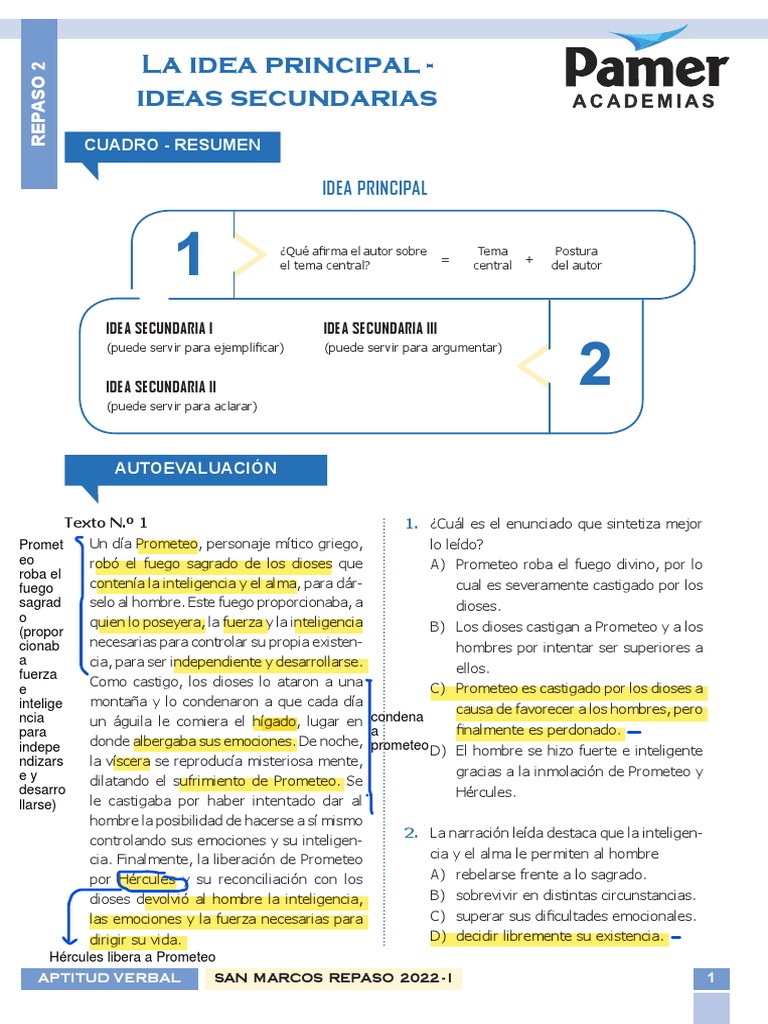 AV - R2 - La Idea Principal - Ideas Secundarias | PDF | Teoría | Prometeo