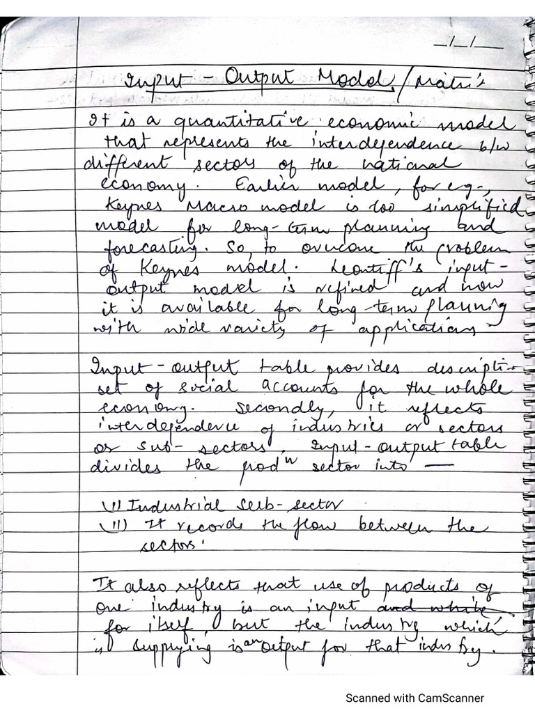 Input Output Matrix Handwritten Notes. | PDF
