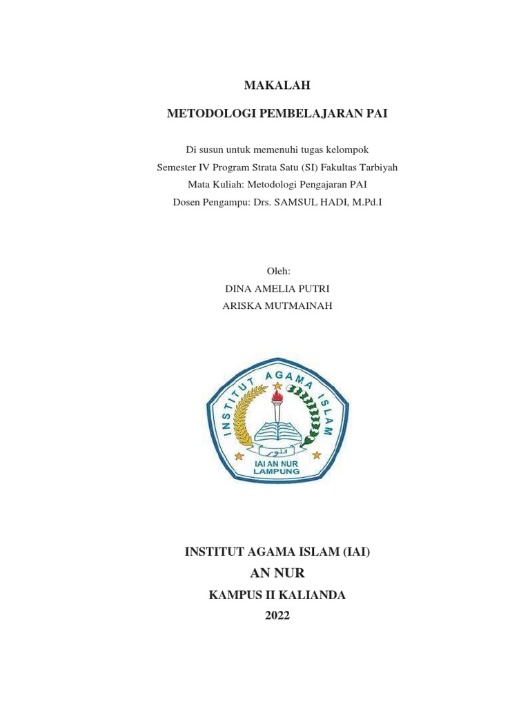 Makalah Metodologi Pembelajaran PAI | PDF
