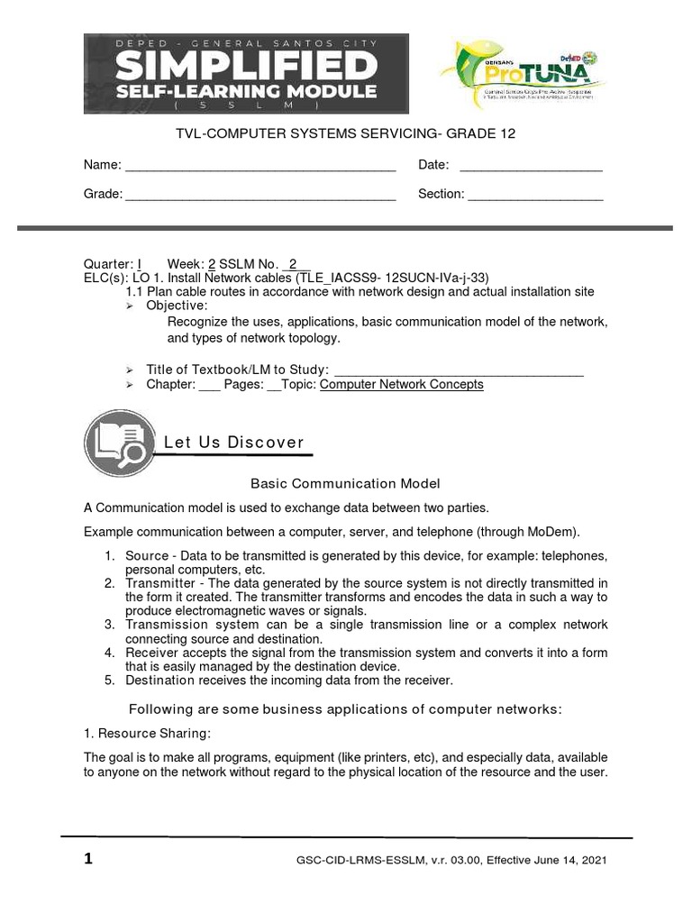 Css12 1st Week2 SSLM | PDF | Network Topology | Computer Network
