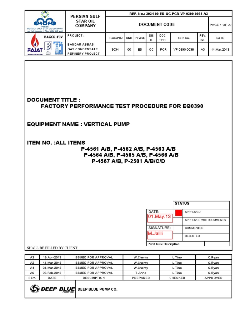 Factory Performance Test for Vertical Pump | PDF | Pump | Amplitude