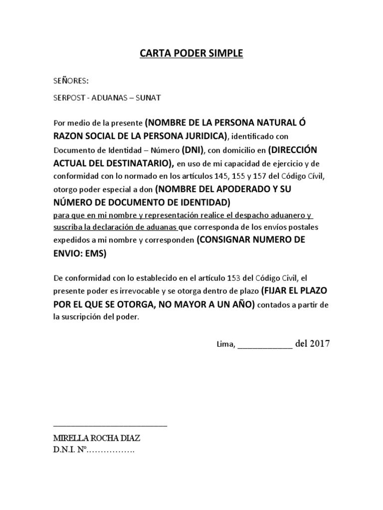 Carta Poder Simple Serpost | PDF