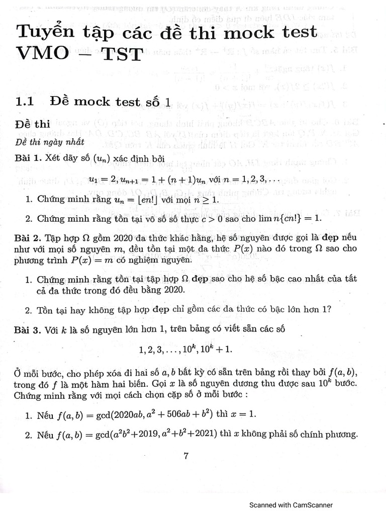 VMO Mock Test 1 | PDF