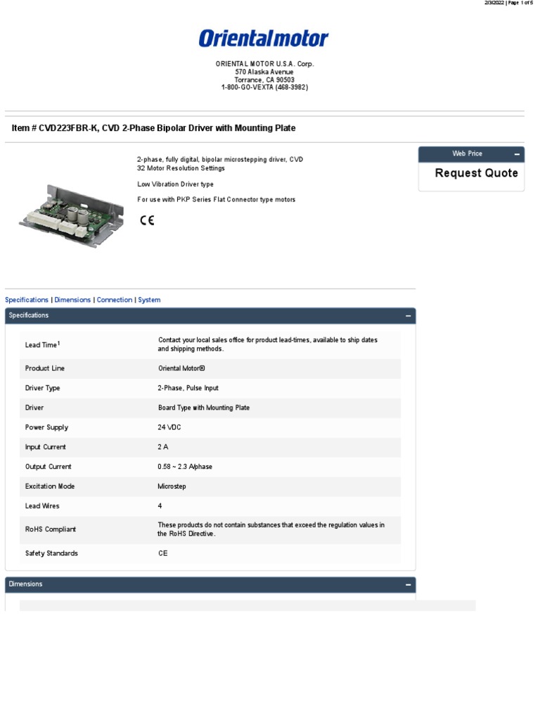 Request Quote: Item # CVD223FBR-K, CVD 2-Phase Bipolar Driver With ...