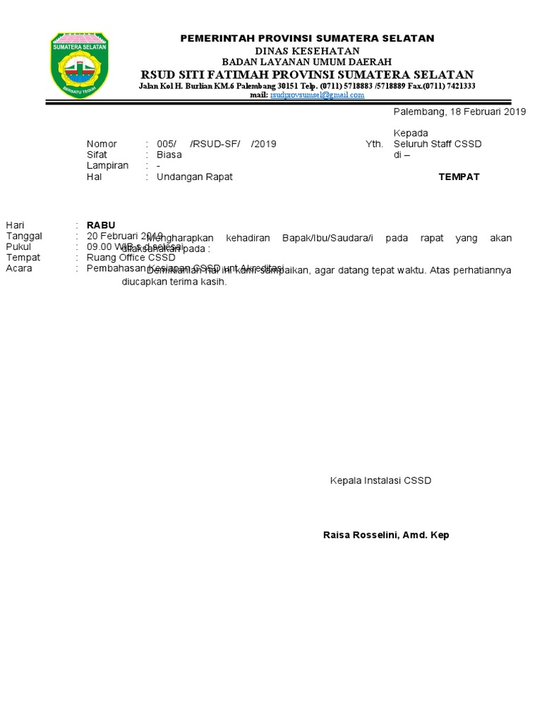 Rapat Di Instalasi CSSD | PDF
