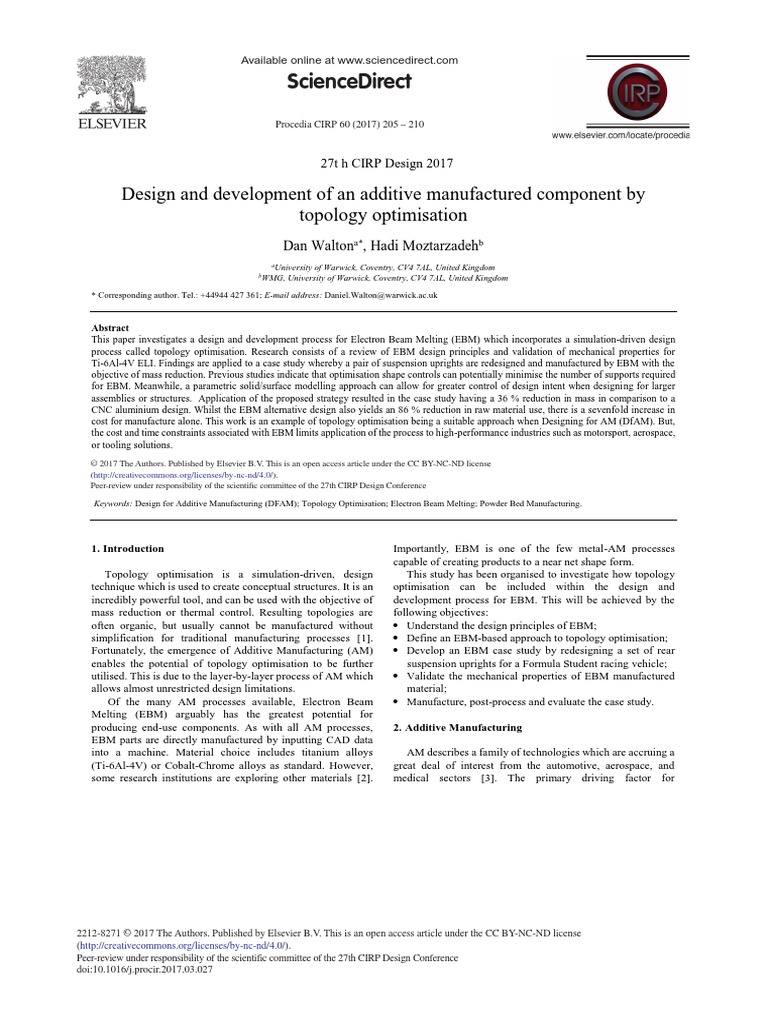 Design and Development of An Additive Manufactured Component by ...