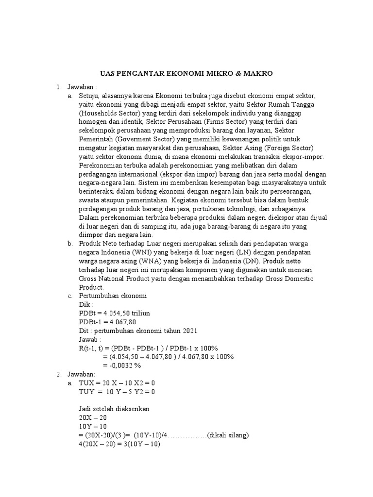 UTS Ekonomi Mikro Dan Makro | PDF | Metode & Bahan Ajar