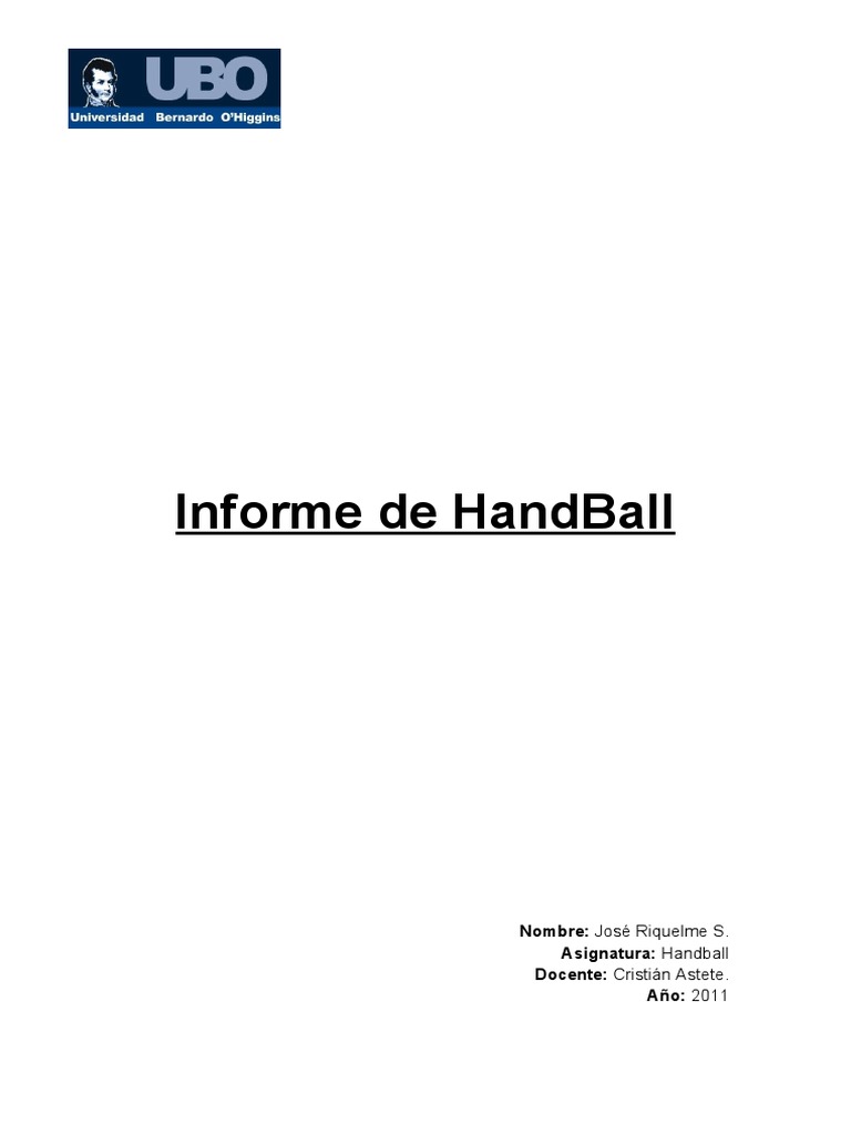 Informe de HandBall | PDF | Defensor (Asociación de Fútbol) | Aprendizaje