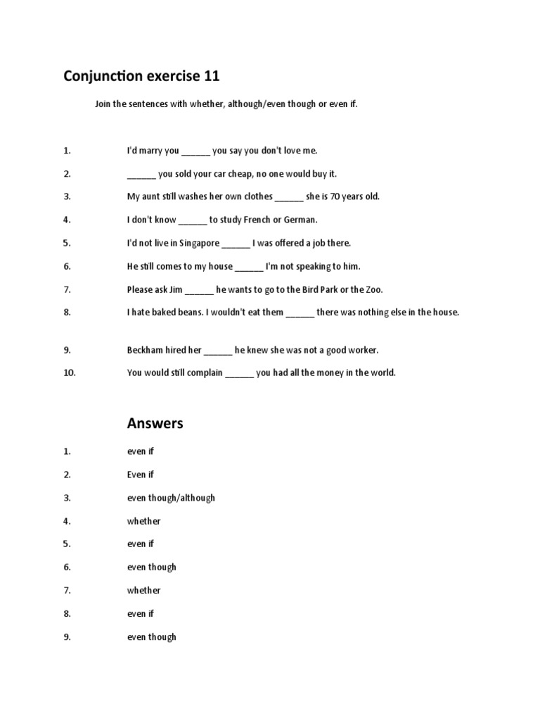 Conjunction Exercise | PDF