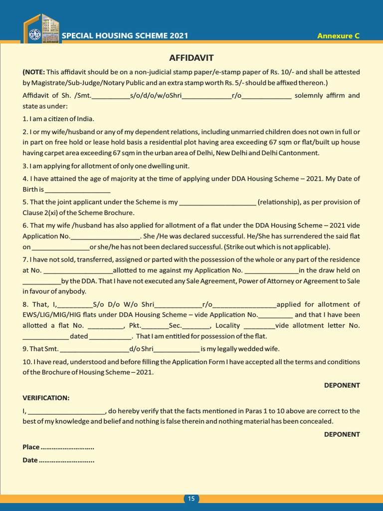 Affidavit: Special Housing Scheme 2021 | PDF | Civil Law (Common Law ...