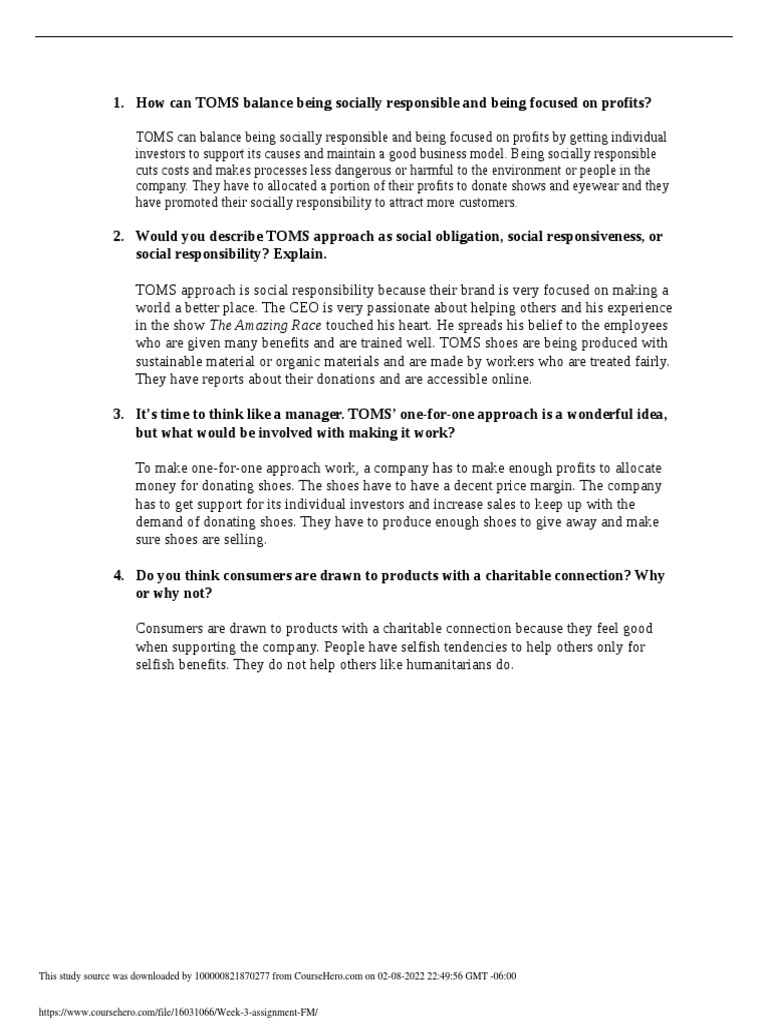 TOMS Case Study | PDF | Profit (Economics) | Microeconomics
