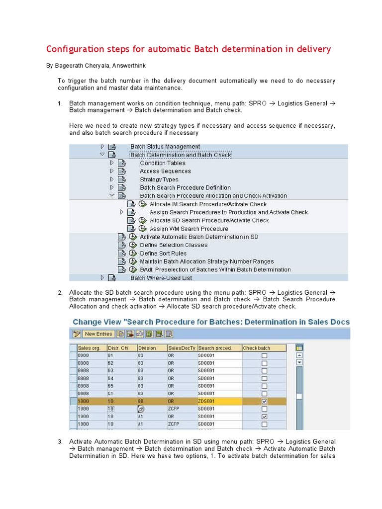 Automatic Batch Determination in SAP SD | PDF | Logistics | Shelf Life