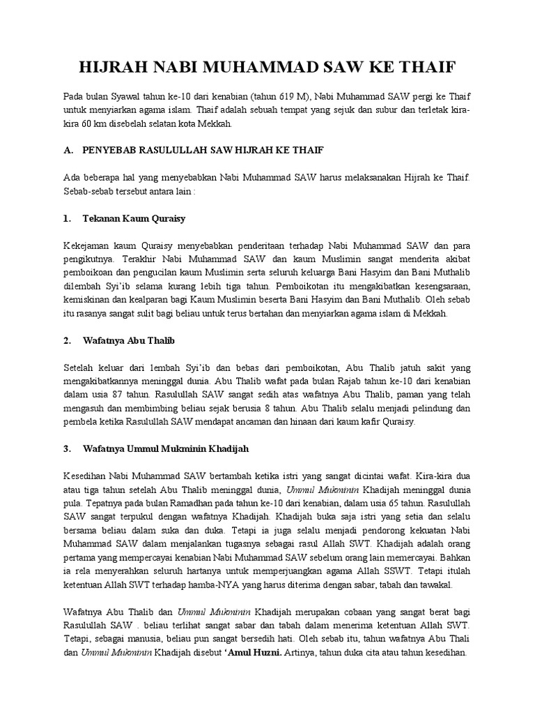 Hijrah Ke Thaif | PDF | Perjalanan | Sejarah