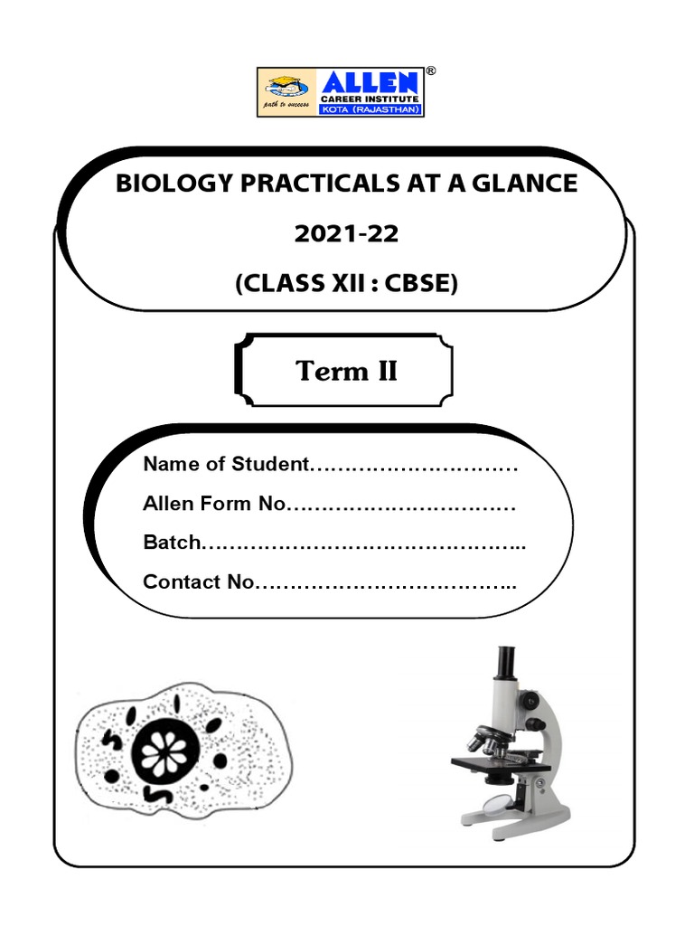 Biology Practicals at A Glance 2021-22 (Class Xii: Cbse) | PDF ...
