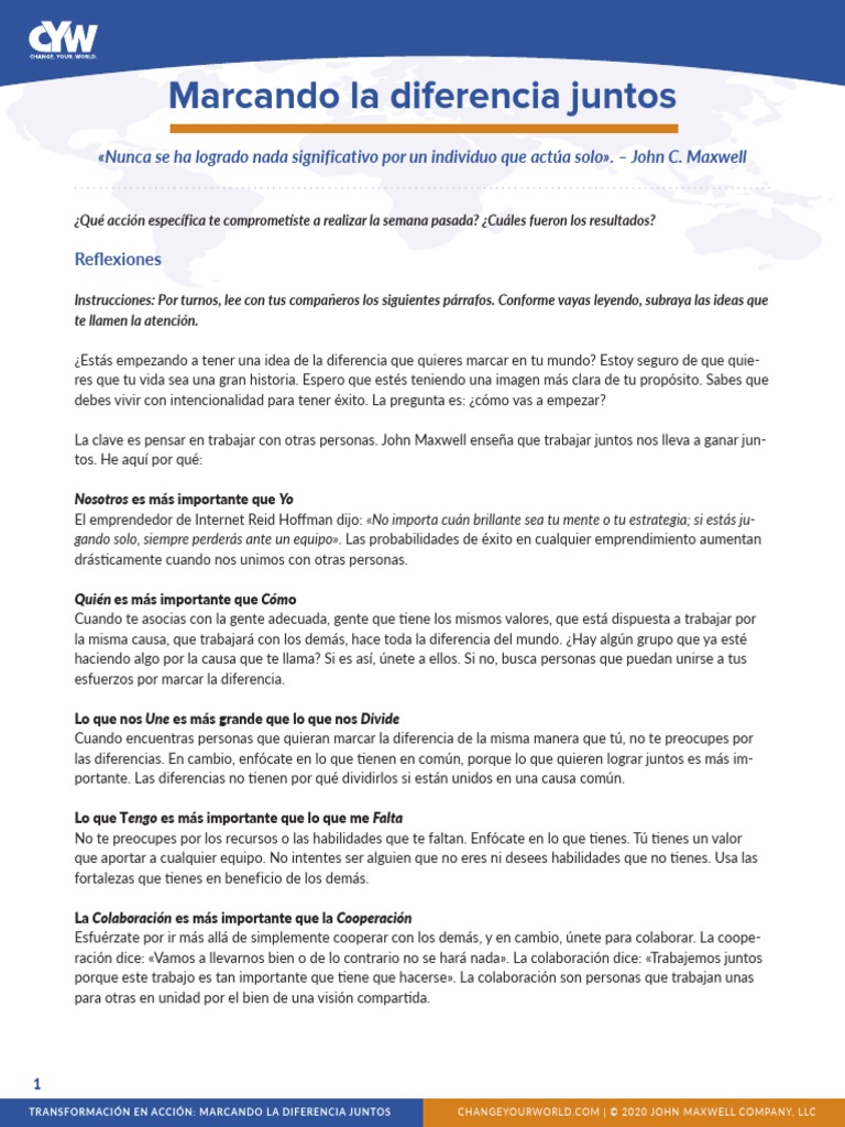 MarcandoLaDiferenciaJuntos - Accion - CYW | PDF | Iniciativa empresarial
