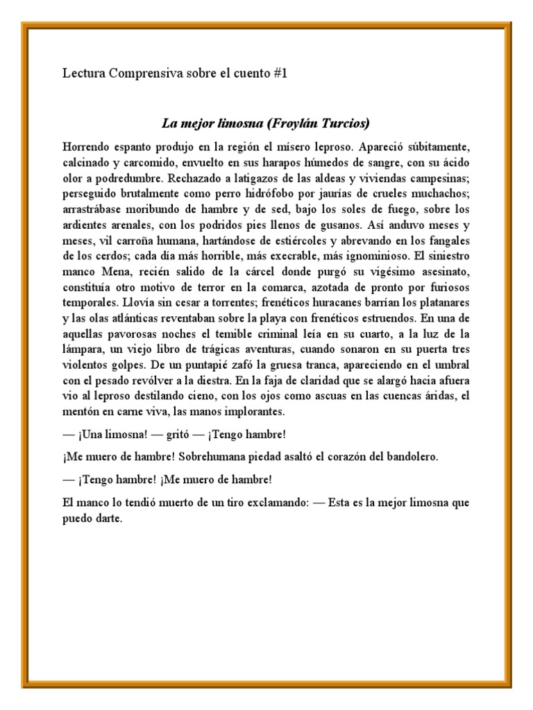 Lectura Comprensiva Sobre El Cuento | PDF