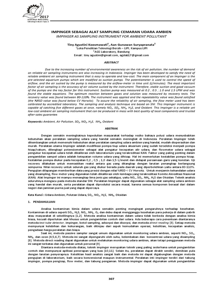 Impinger Sebagai Alat Sampling Cemaran Udara Ambien | PDF | Pump ...