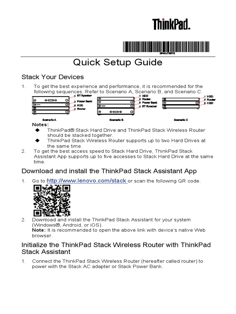 ThinkPad Stack Quick Setup Guide | PDF | Wi Fi | Router (Computing)