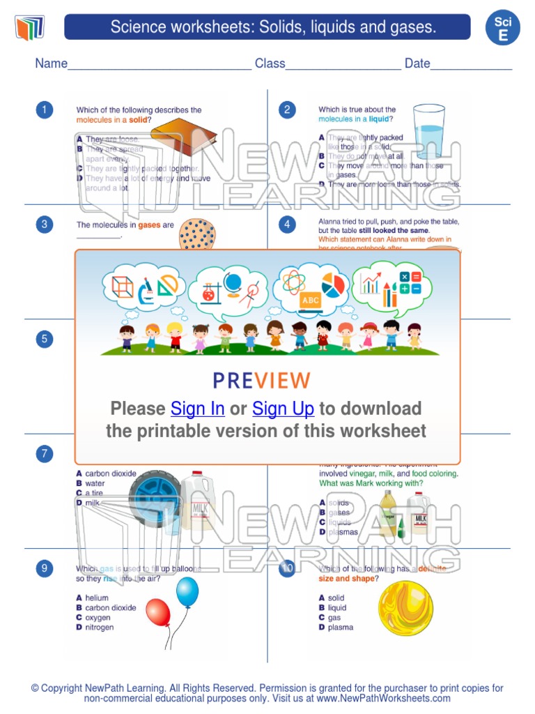 Worksheet Science Grade 5 Solids Liquids and Gases 1 0 | PDF | Freedom ...