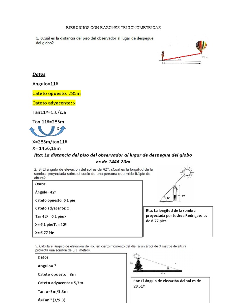 Ejercicios Con Razones Trigonometricas | PDF