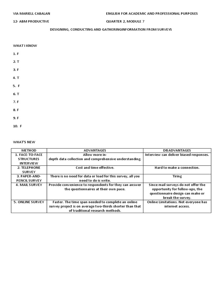 Eapp Quarter 2 Module 7 | PDF | Survey Methodology | Interview