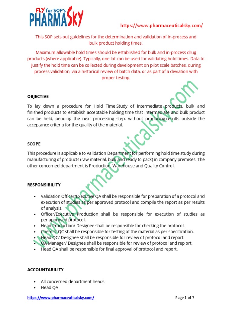 Hold Time Study Protocol Guidelines | PDF | Tablet (Pharmacy ...