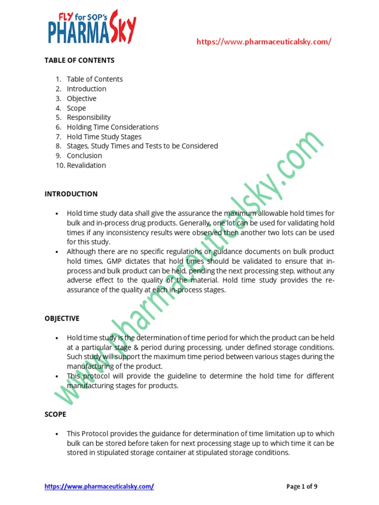 Hold Time Study Protocol | PDF | Tablet (Pharmacy) | Chemistry