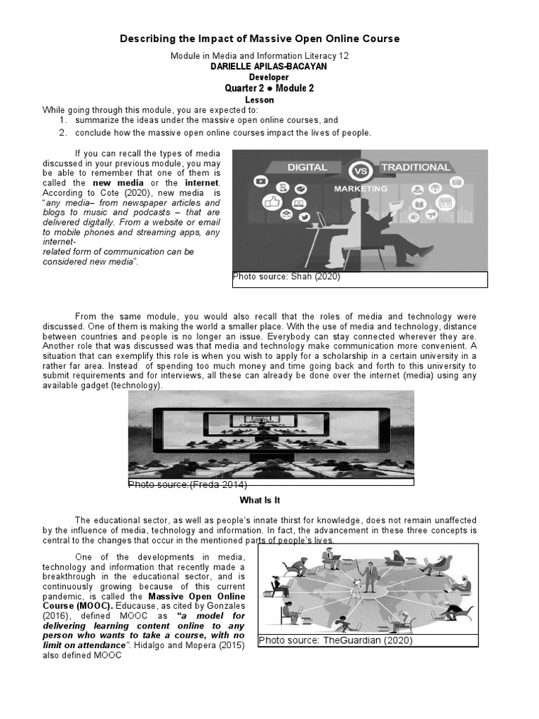 Describing The Impact of Massive Open Online Course: Darielle Apilas ...