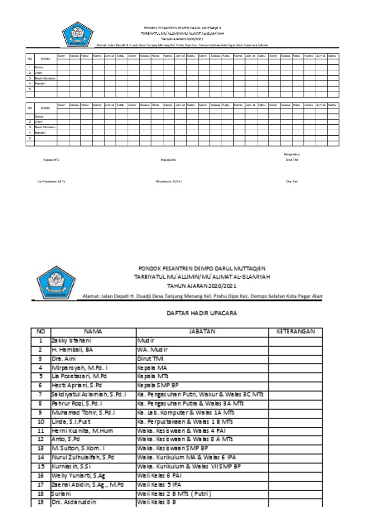 Absen Piket | PDF