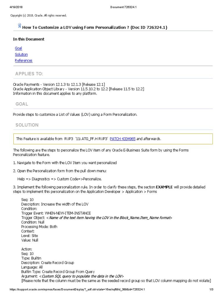 Form Personalization LOV1 | PDF | Computer Data | Information Age