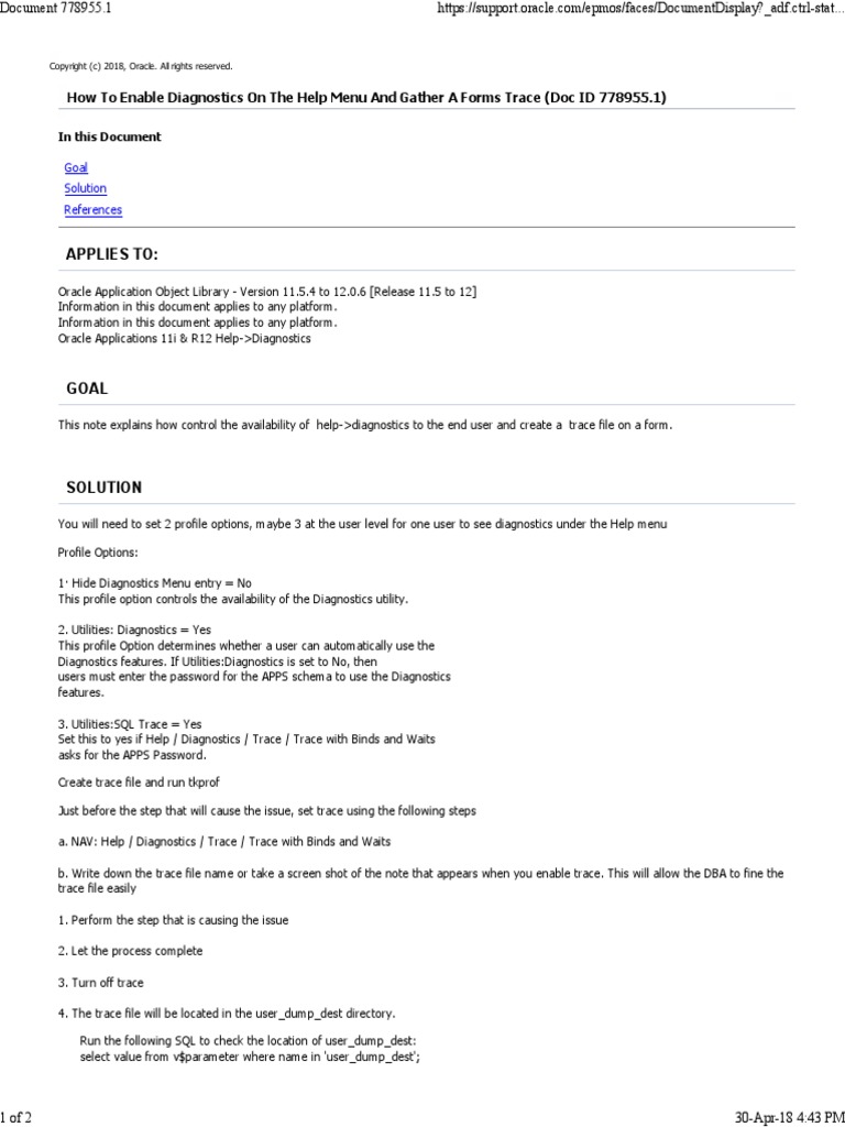 How To Enable Diagnostics On The Help Menu and Gather A Forms Trace ...
