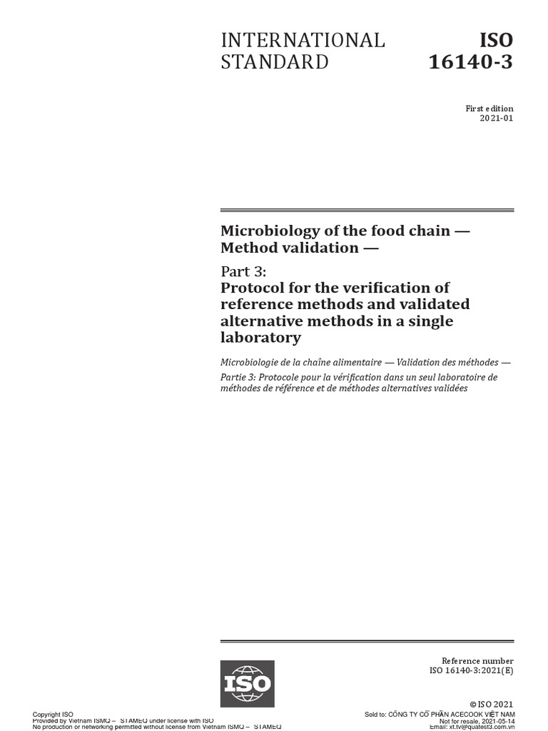 ISO 16140-3 2021 (E) - Character PDF Document | PDF | International ...