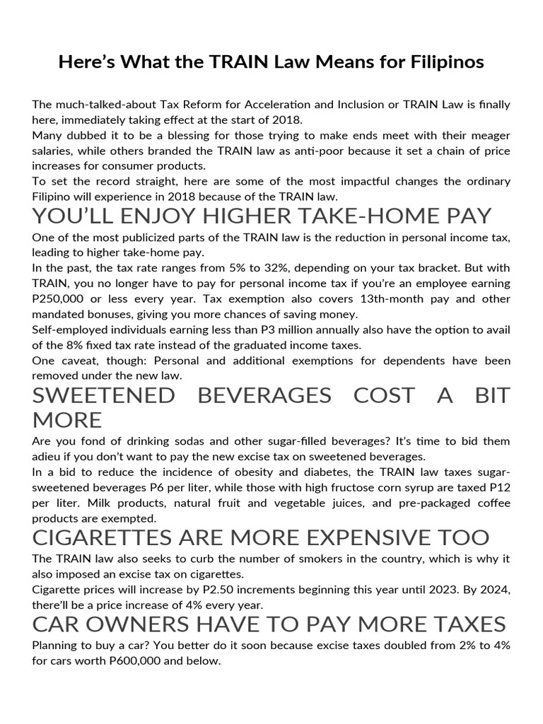 Train Law: Boon or bane | PDF | Taxes | Government