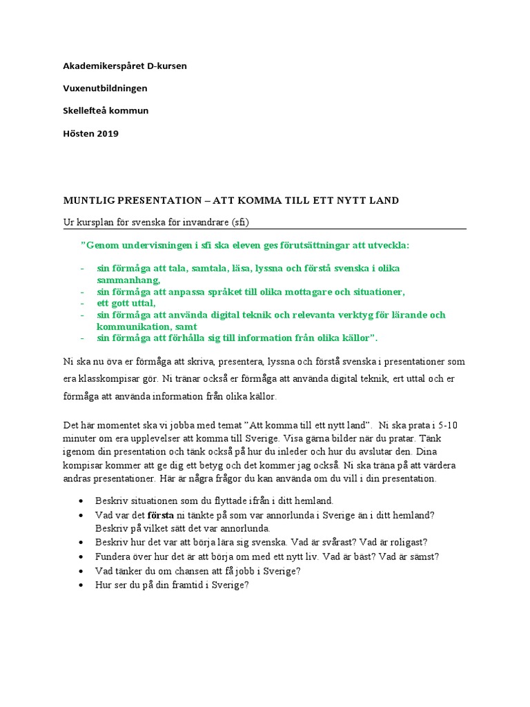 Muntlig Presentation | PDF