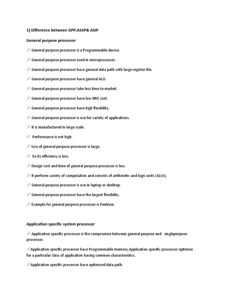 1) Difference Between GPP, ASSP& ASIP General Purpose Processor | PDF ...