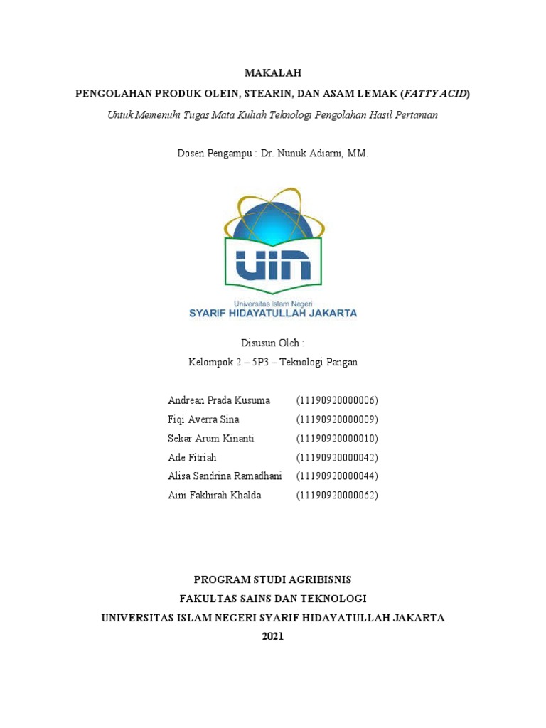 Proses Pengolahan Olein dan Stearin | PDF | Teknologi & Rekayasa