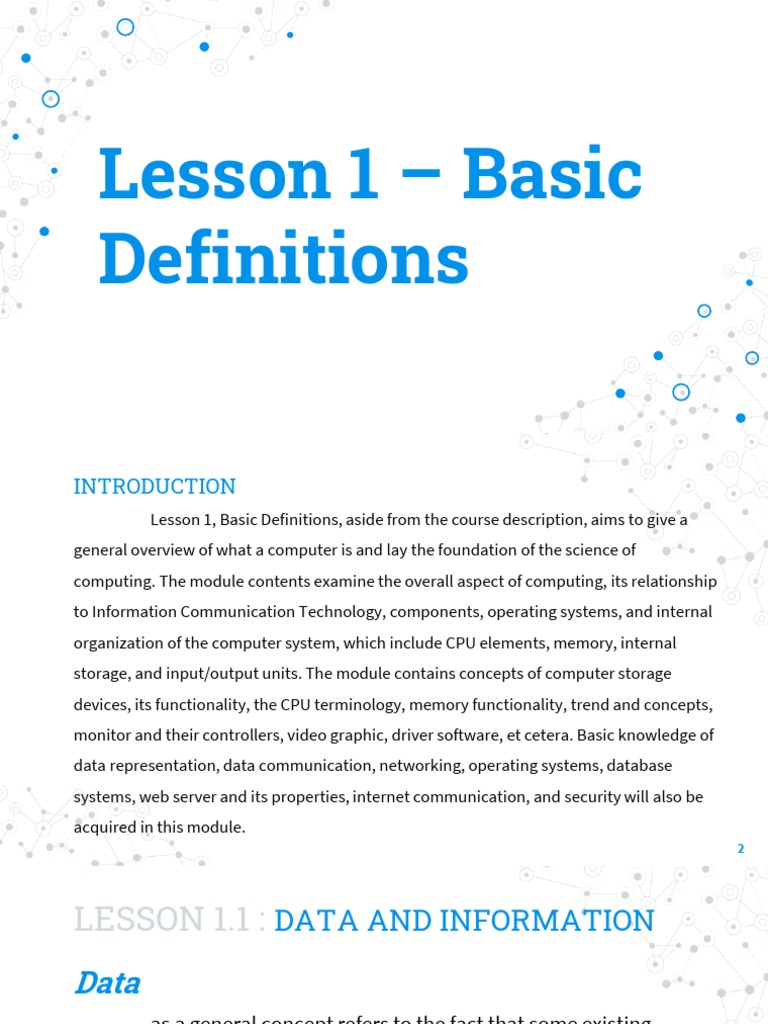 Lesson 1 | PDF | Computer Data Storage | Operating System
