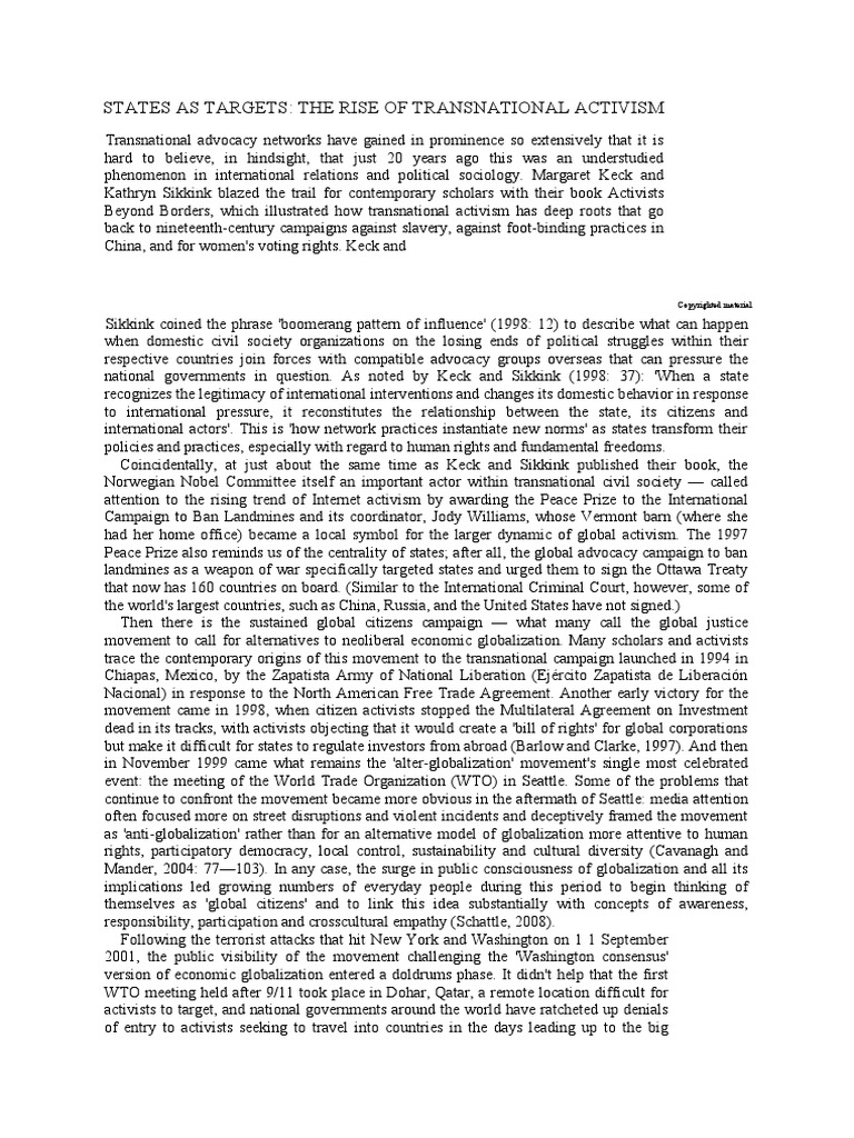 States As Targets: The Rise of Transnational Activism | PDF ...