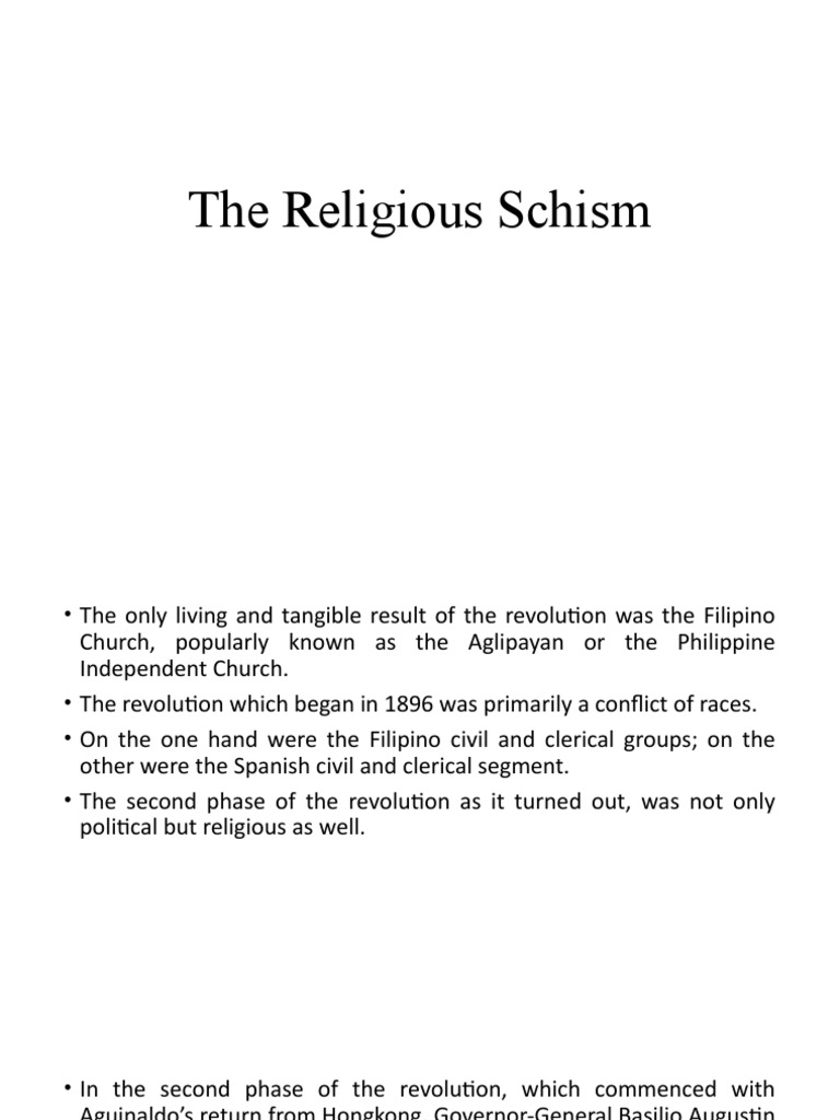 The Religious Schism | PDF | Philippines | Christian Denominational ...