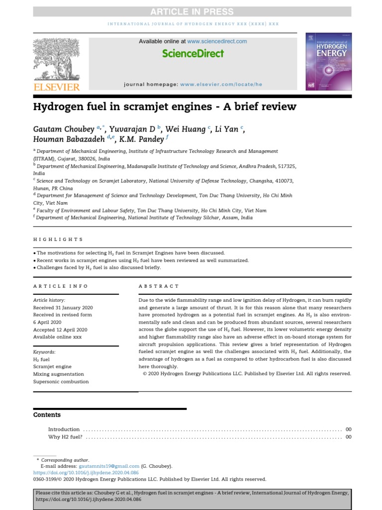 Scramjet Hydrogen | PDF | Combustion | Jet Engine