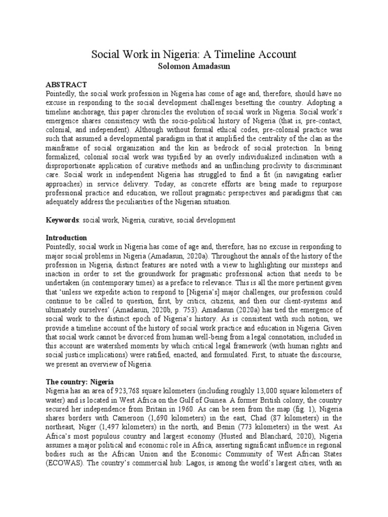 Social Work in Nigeria A Timeline Account | PDF | Social Work | Nigeria